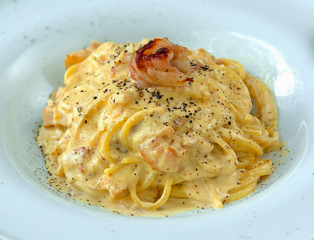 Pasta con Nata, Langostinos y Bacon - Chefeel.com